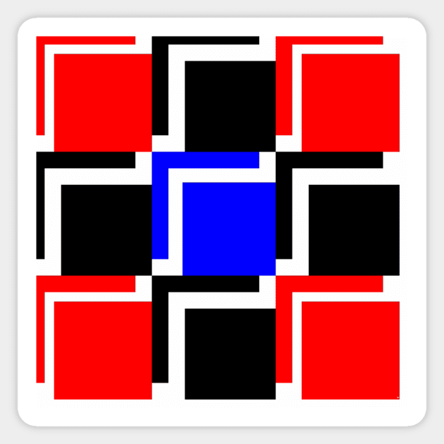 Red, black and blue squares - Red - Sticker | TeePublic